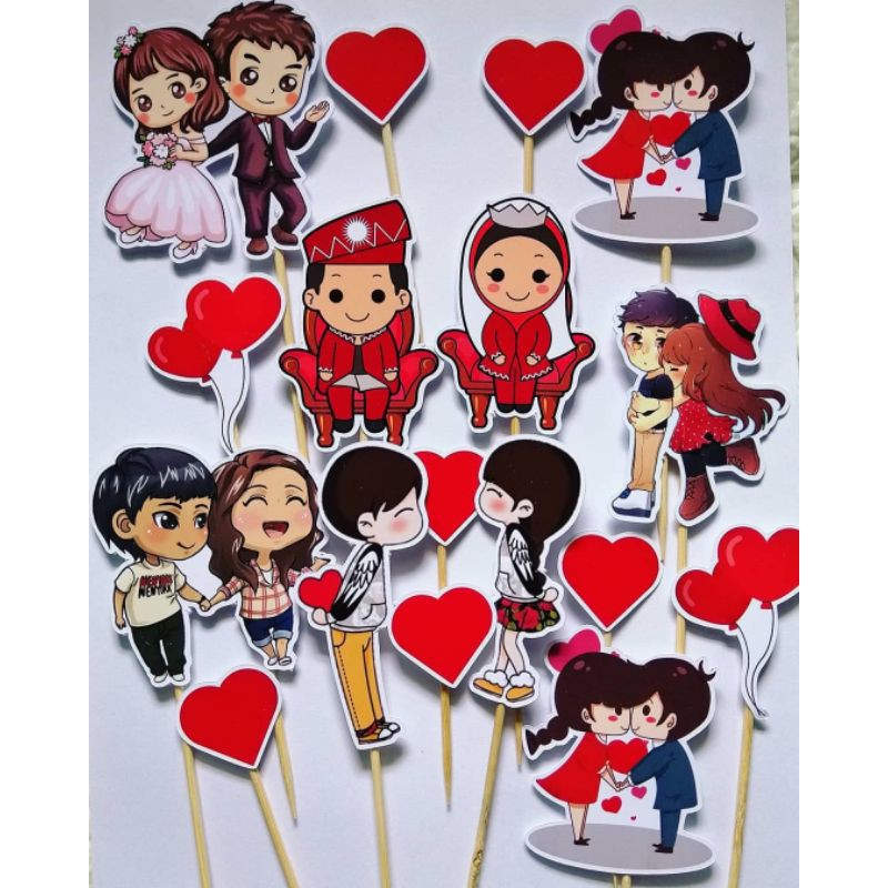 Cute Cartoon Couple Cake Topper (Ready Stock) | Shopee Malaysia