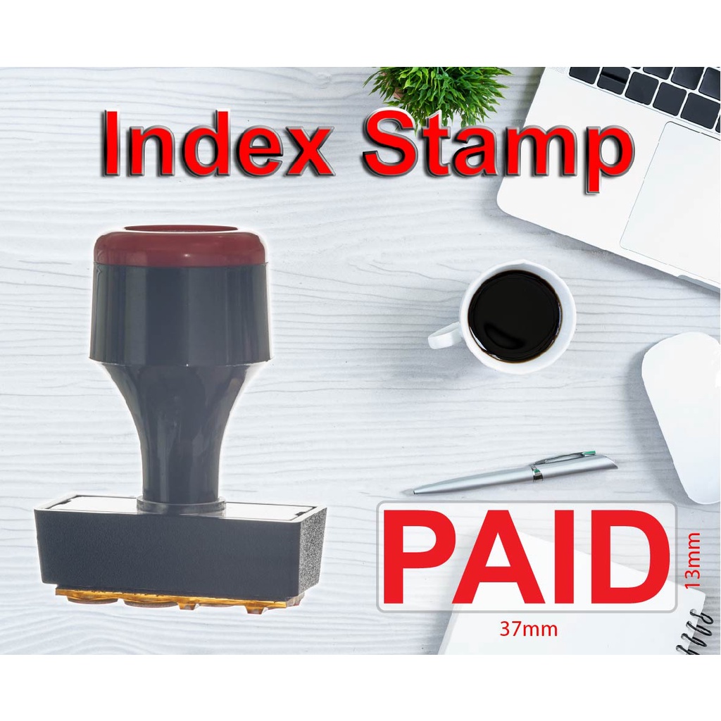 E25 PAID Ready Made Index Stock Rubber Stamp Chop 37mm x 13mm ISS20 ...