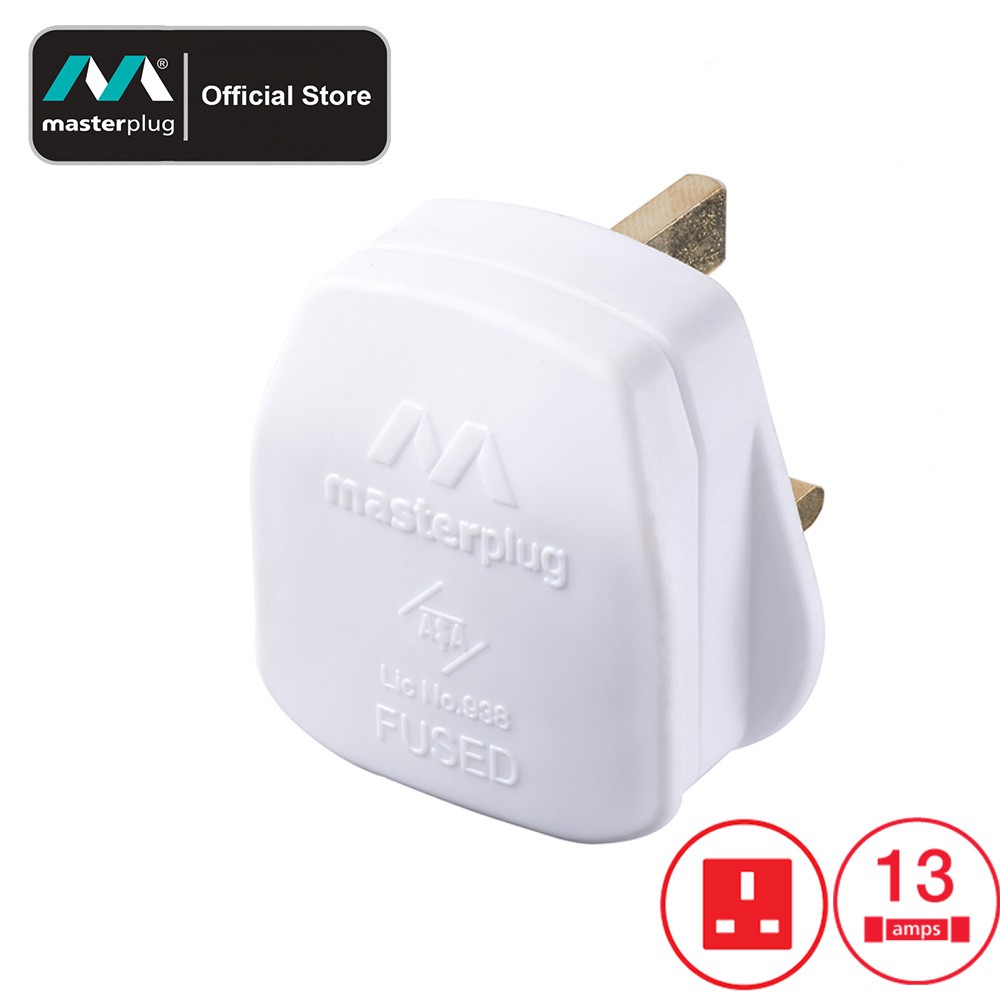 Masterplug Basic Rewireable Fitted with 13A Fuse and Sleeved 3-Pin Main ...