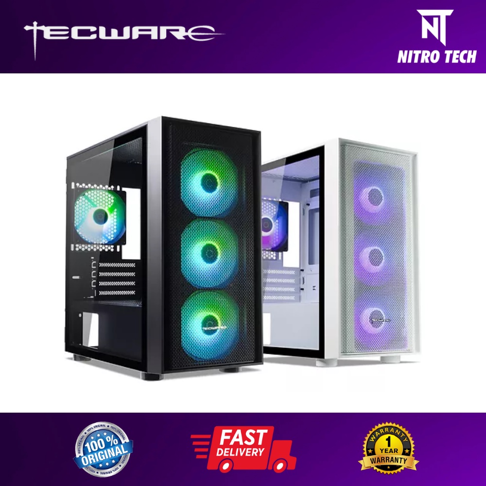 Tecware Nexus Air M ARGB mATX Desktop PC Case (4x RGB fans included ...