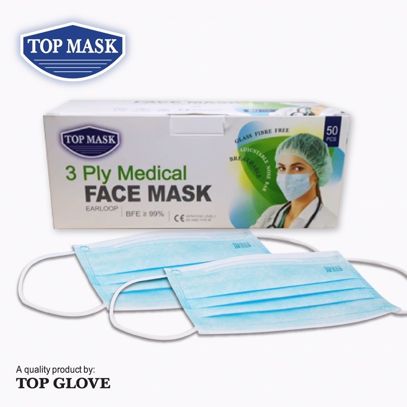Top Mask 3 Ply Medical Face Mask (50pcs per box) | Shopee Malaysia