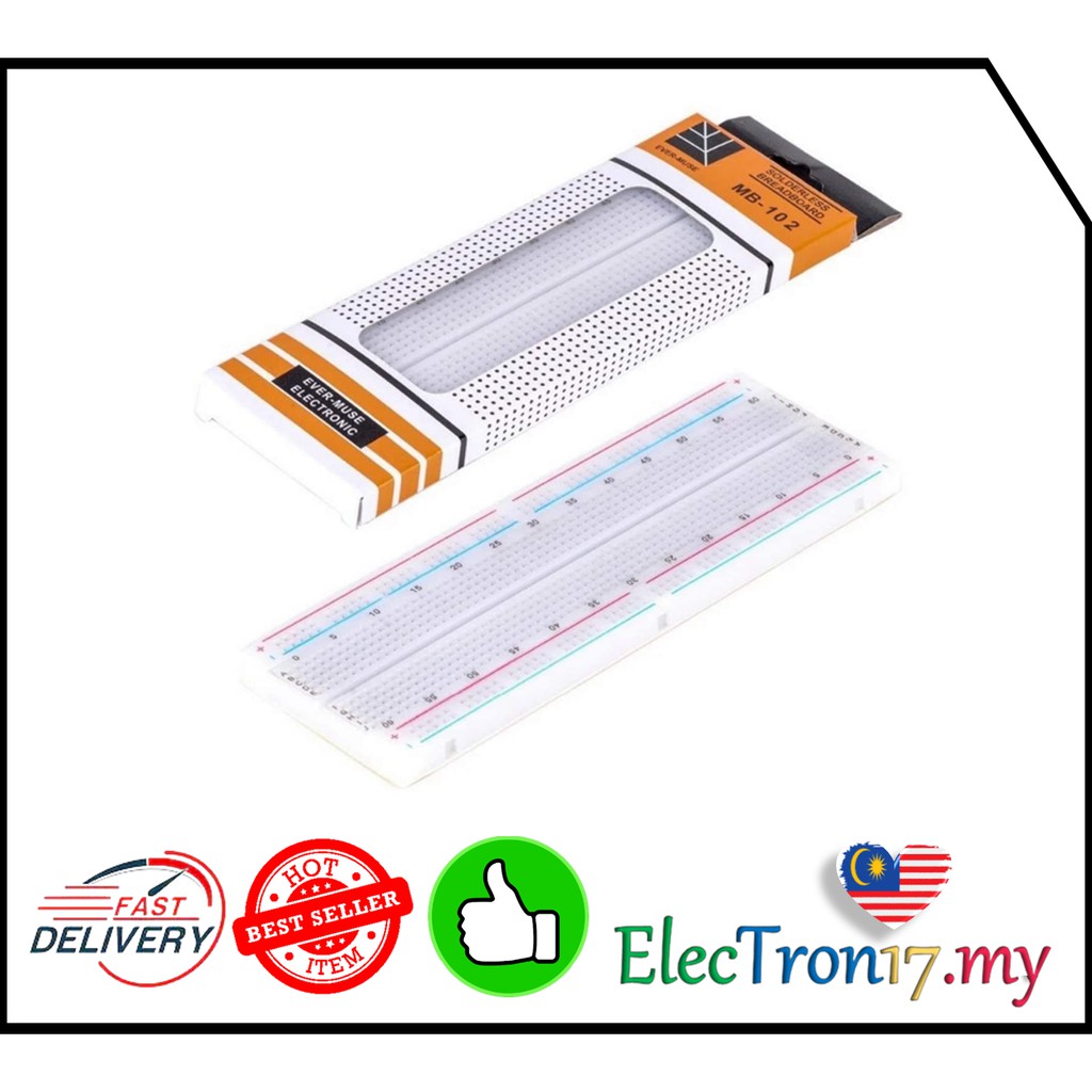 Breadboard MB-102 Solderless Board MB102 for Arduino Prototyping 830 Points PCB Breadboard ...
