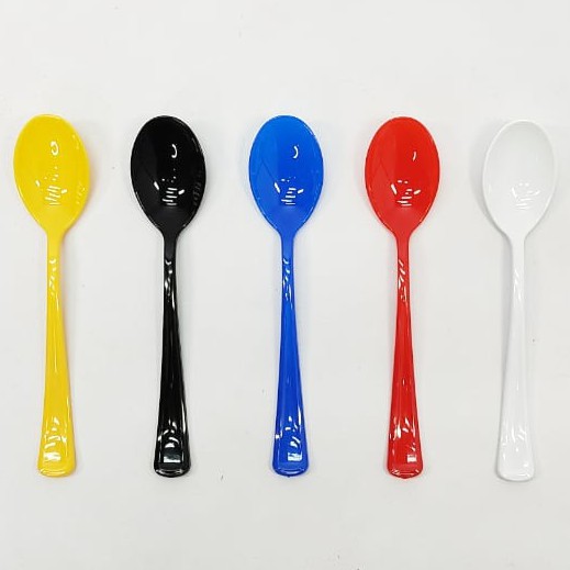 [25pcs] SUDU PLASTIC TEBAL WARNA WARNI / THICK PLASTIC SPOON COLORFUL ...