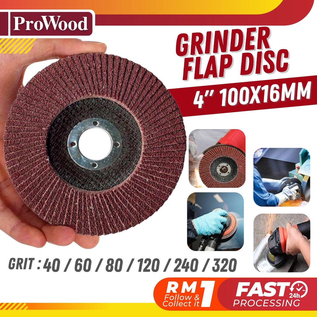 1 PCS Flap Disc 4" ( 100mm x 16mm ) Sand Paper Abrasive / Sanding ...