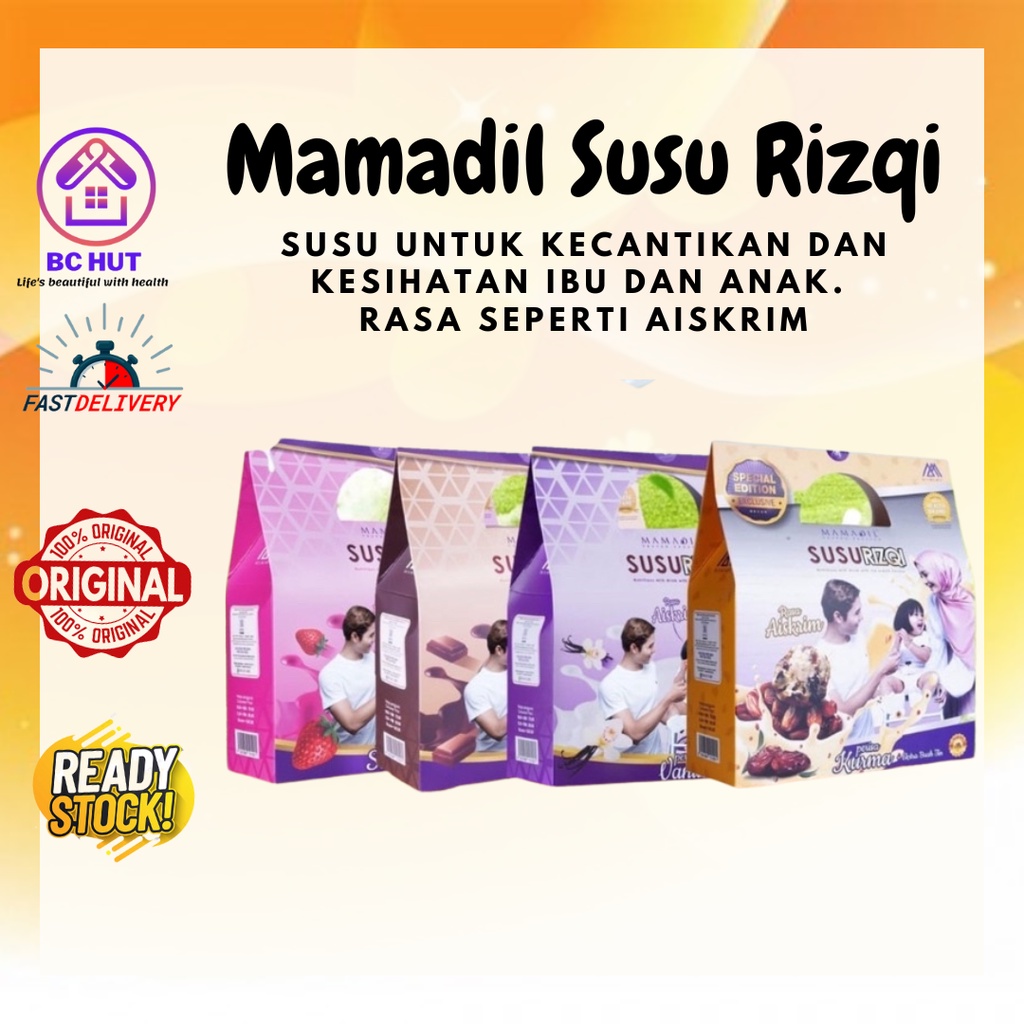 Susu Rizqi Original Mamadil [20 sachets] Vanilla Strawberry Chocolate Kurma Susu Ibu hamil ...