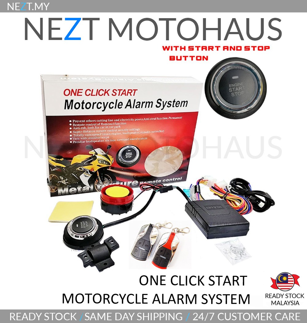 MOTORCYCLE ALARM SYSTEM WITH ENGINE START STOP BUTTON ANTI THEFT REMOTE ...