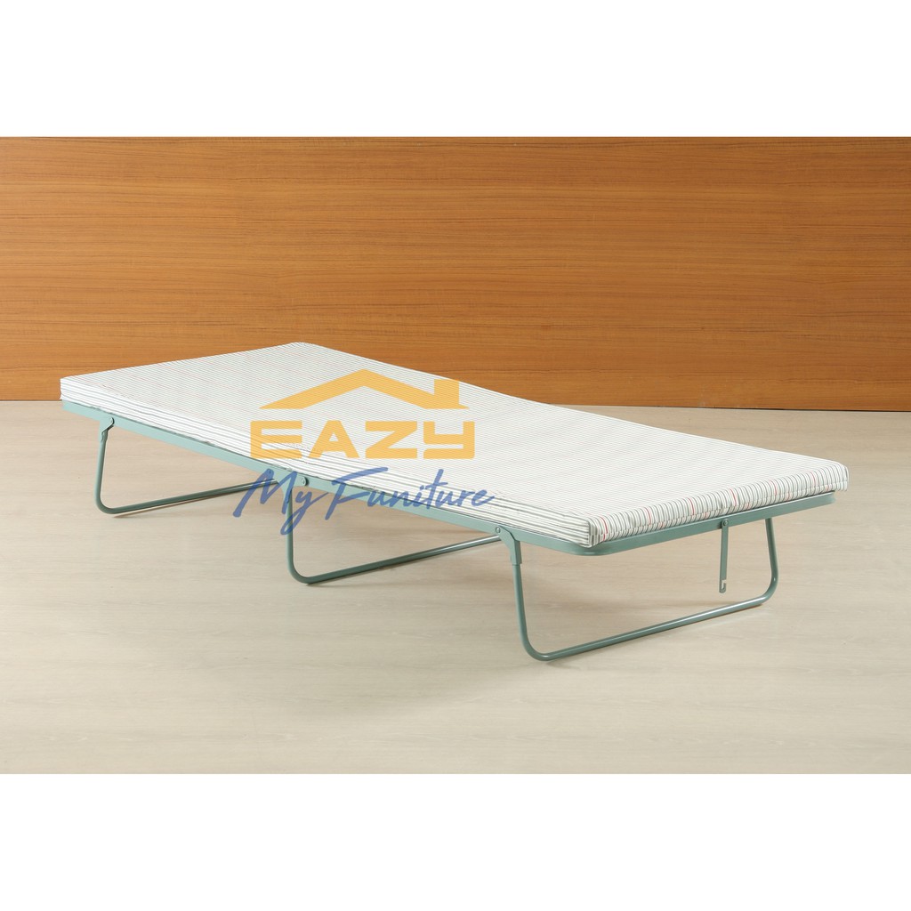 Foldable Bed with Foam Mattress, Folding bed metal bed frame | Shopee ...