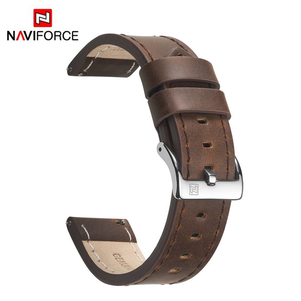 Naviforce Leather Strap Watch Bracelet - Brown / Black (23MM) G04 ...