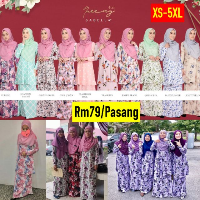 READY STOCK⚡BAJU KURUNG QUEENY SABELLA PRINTED TANPA GOSOK IRONLESS MURAH BY SABELLA | Shopee ...