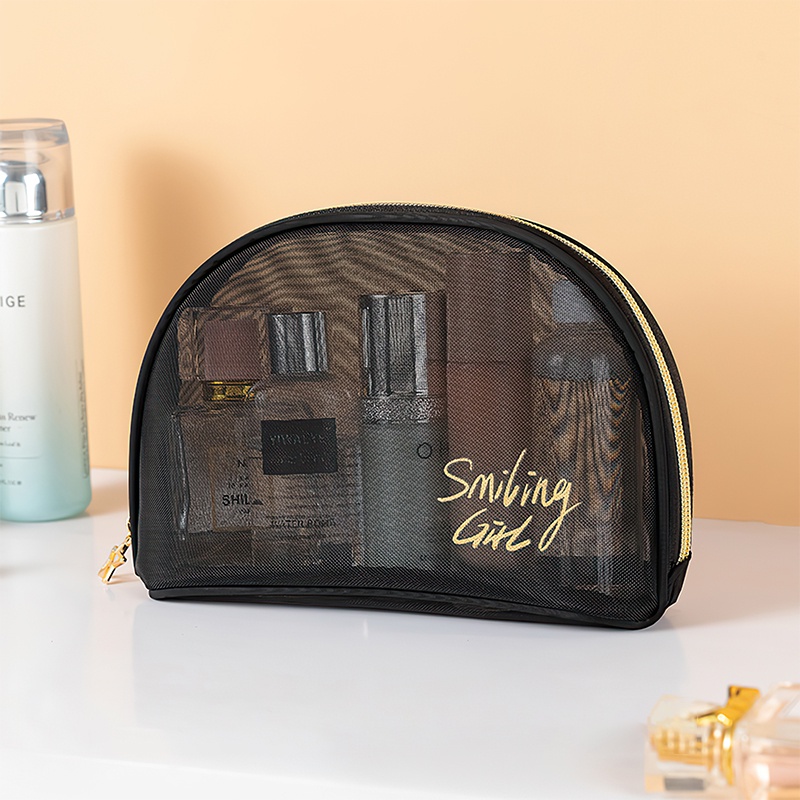 Black Mesh makeup Bag Toiletry bag organizer Travel Beauty Tools ...