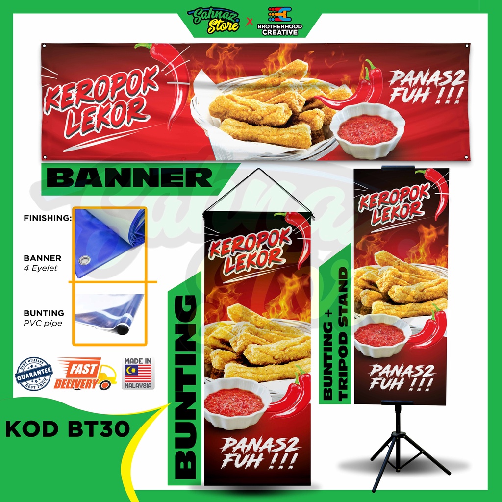 Bunting Banner keropok lekor panas Khas untuk lariskan Jualan produk ...