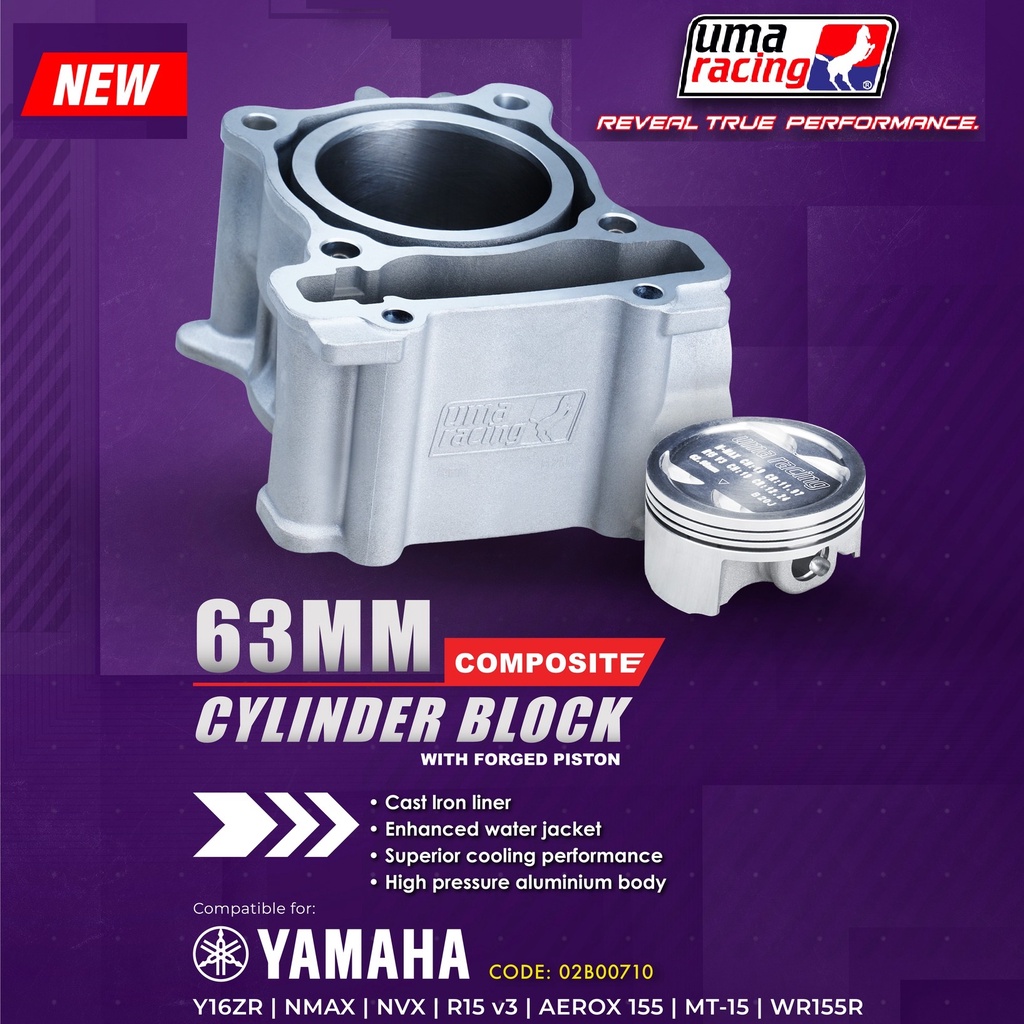 UMA RACING Y16 R15M NMAX NVX 155 MT15 63mm Composite Cylinder Block ...