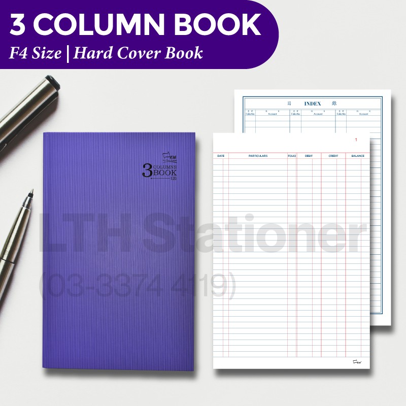 Uni Paper 3 Column Book Foolscap Book F4 Size 120/200/300/400 Page Long ...