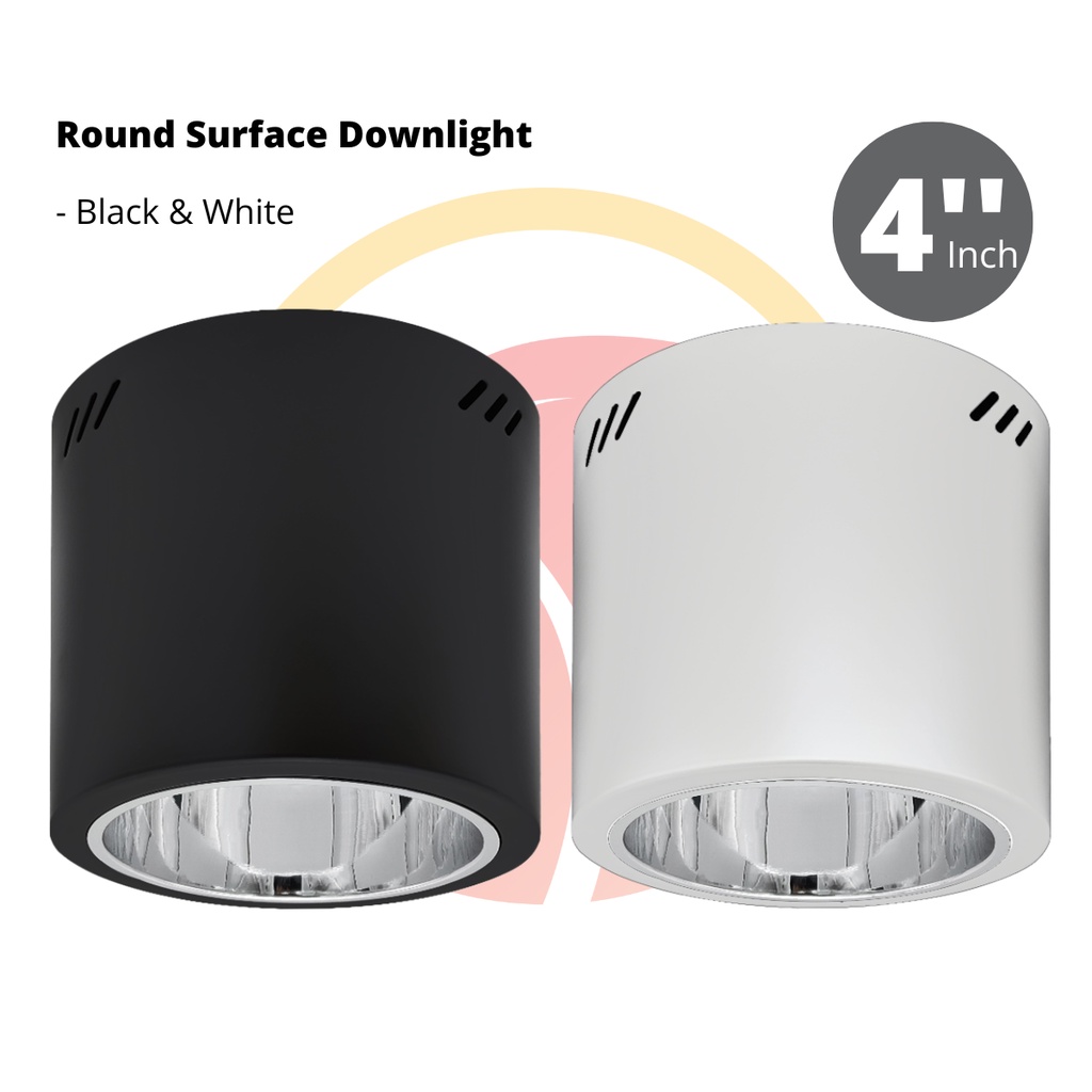 Surface Downlight Casing E27 Round & Square Black White Downlight ...