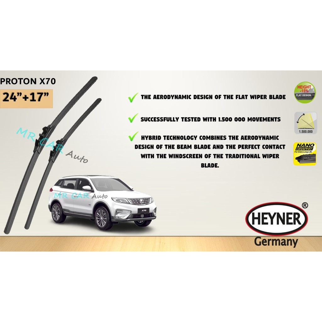 PROTON X70 FRONT WIPER BLADE 24"+17" (HEYNER-GERMANY) | Shopee Malaysia