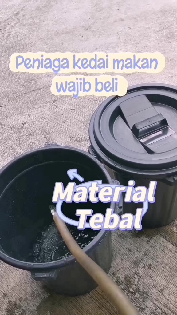 12 Gallon Tong Sampah 8 Gallon Plastic Garbage Dustbin with cover Baldi ...