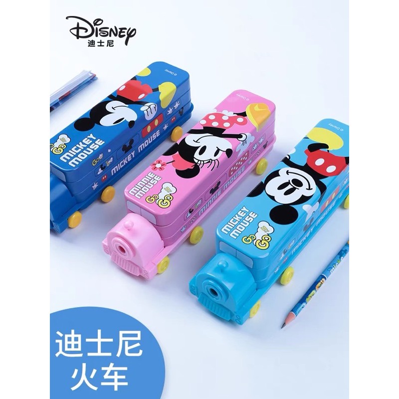 Disney Train Design Pencil Box Stationary 2 Compartment With Sharpener ...