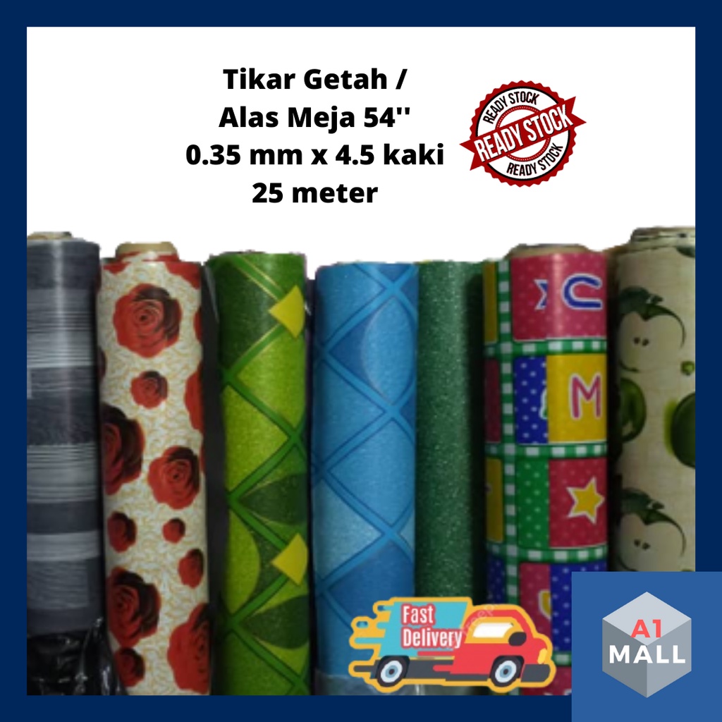 Tikar Getah Vinyl PVC [ 0.35 mm x 4.5 kaki (137cm), panjang : 25 meter ...