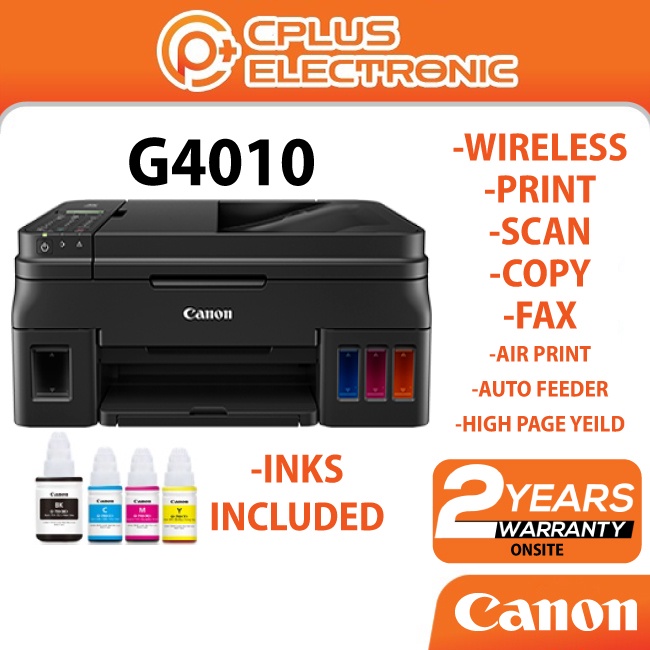 Canon PIXMA G4010 Inkjet Printer | Wireless Print Copy Scanner Fax ...
