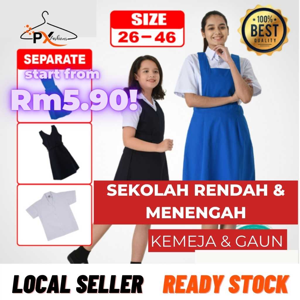 PX Pinafore Sekolah Dan Kemeja Hawaii / Gaun Sekolah Rendah Dan Sekolah ...