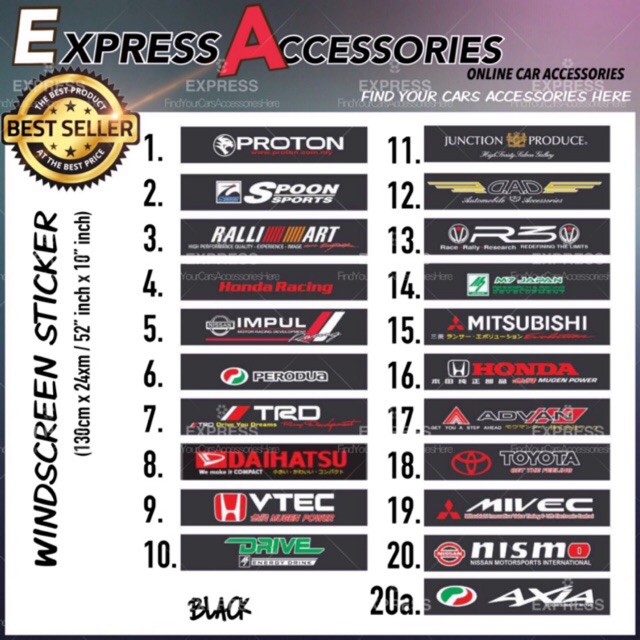 Car Windscreen Windshield Sticker (Black) - 52” x 10” | Shopee Malaysia