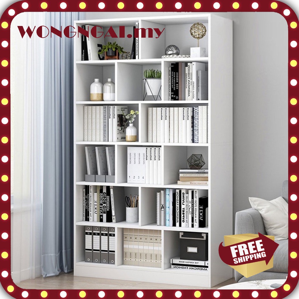 (READY STOCK) Wooden Bookshelf Cabinet Storage Keep Multi Grid Buku/Rak ...