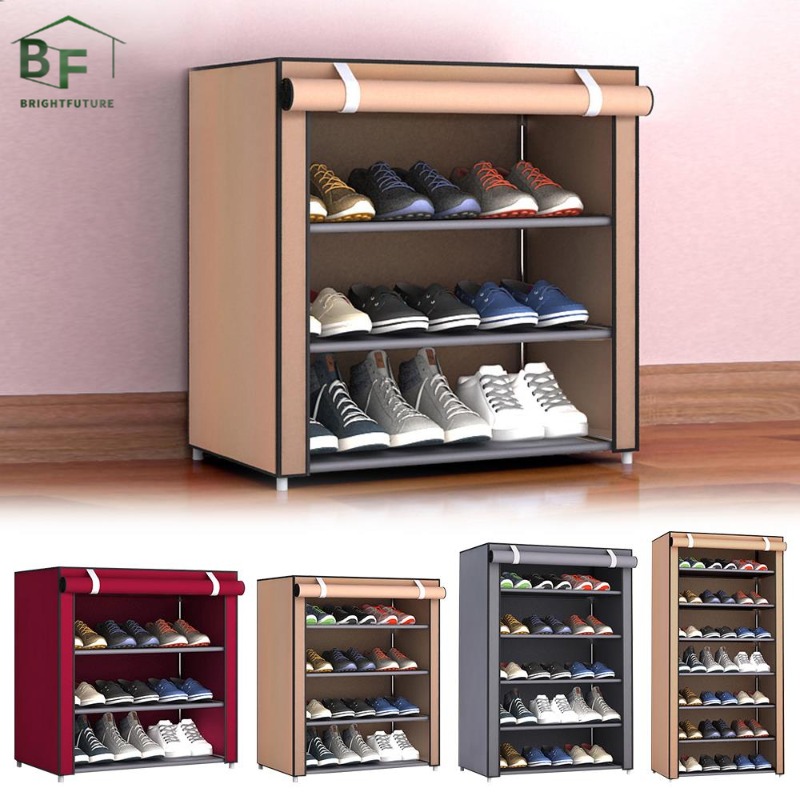 4/5/6/8/10 Tiers Shoe Box Shoes Rack With Dustproof Cover Closet Shoes ...