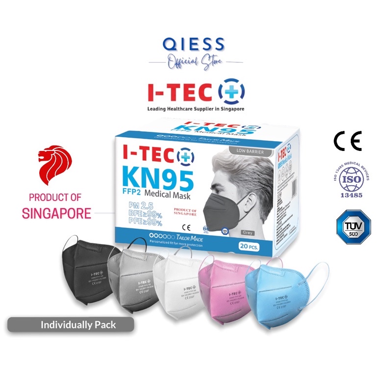 ITEC Singapore KN95 FFP2 Medical Face Mask Individual Pack【 Order 20 Pc ...
