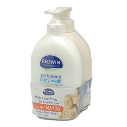 Exp6/9/25 WASH 500ml+MOISTURISER 500ml REDWIN DRY SENSITIVE SKIN BODY ...
