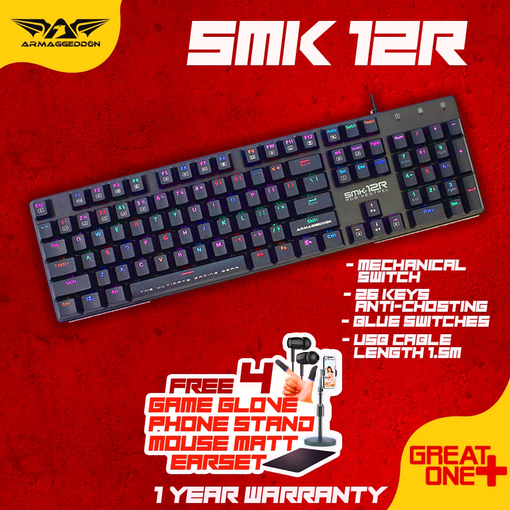 Armaggeddon SMK-12R RGB Kestrel Outemu Switch Mechanical Keyboard 104 ...