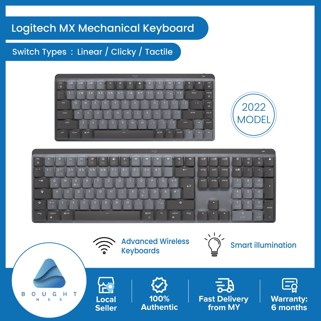 Logitech MX Mechanical Wireless Illuminated Performance Keyboard ...