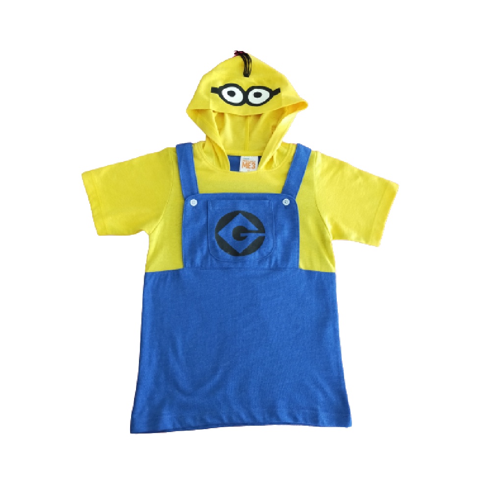 Curiosity Fashion Minions T-Shirt For Kids with Hood | Baju Kemeja T ...