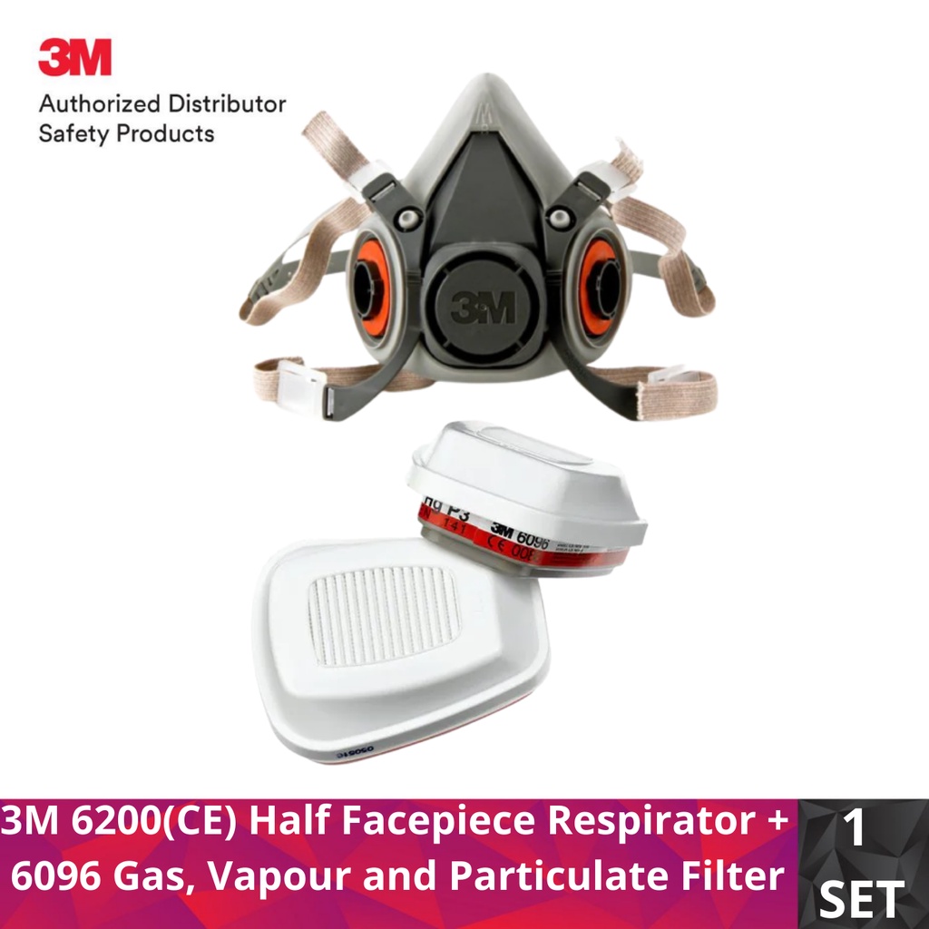 6200(CE) Half Facepiece Respirator + 6096 Gas, Vapour and Particulate ...