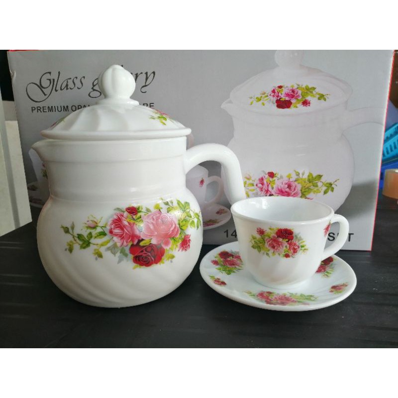 🔥READY STOCK 🔥14pcs opal teko set🥰/Pinggan mangkuk kaca🌹/Pinggan opal 😁 ...