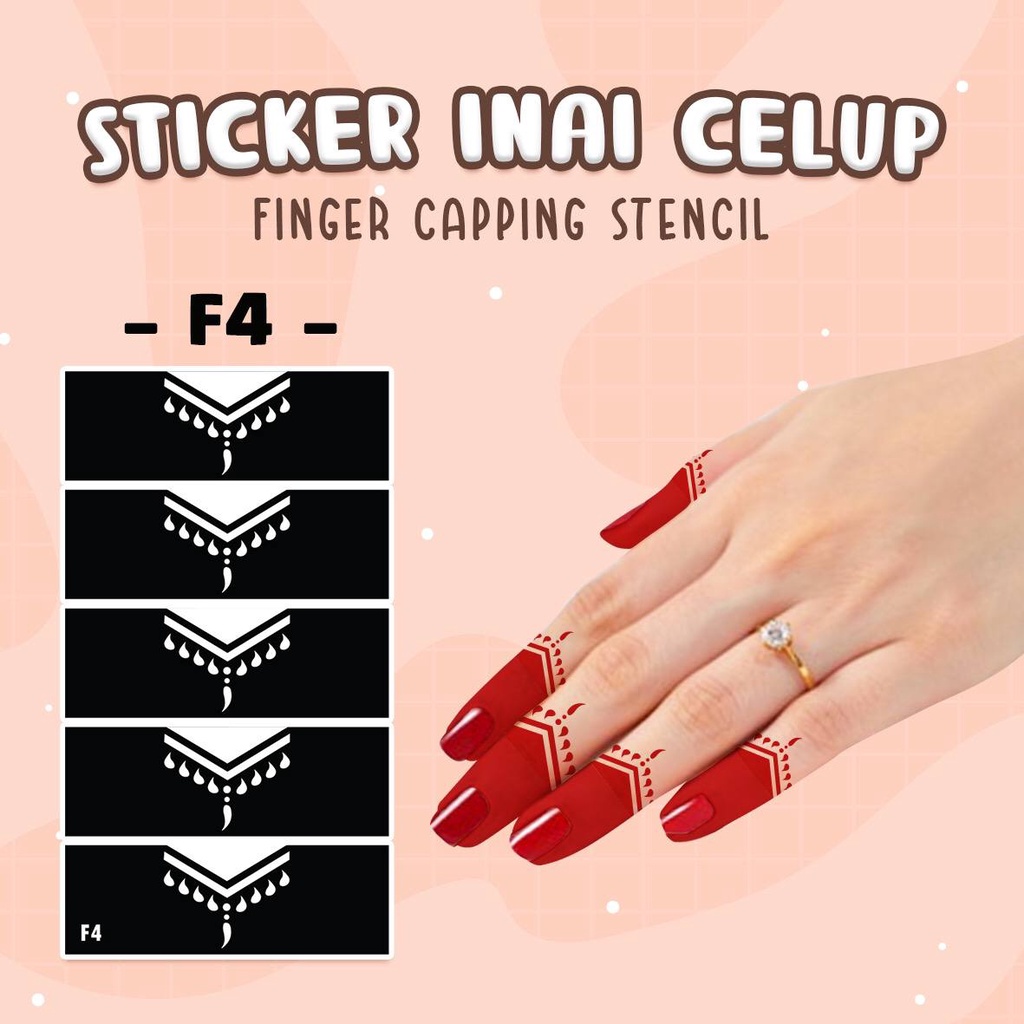 1 pcs Stiker Inai Celup (5 jari) Sticker Dip Henna Cantik Murah Design ...
