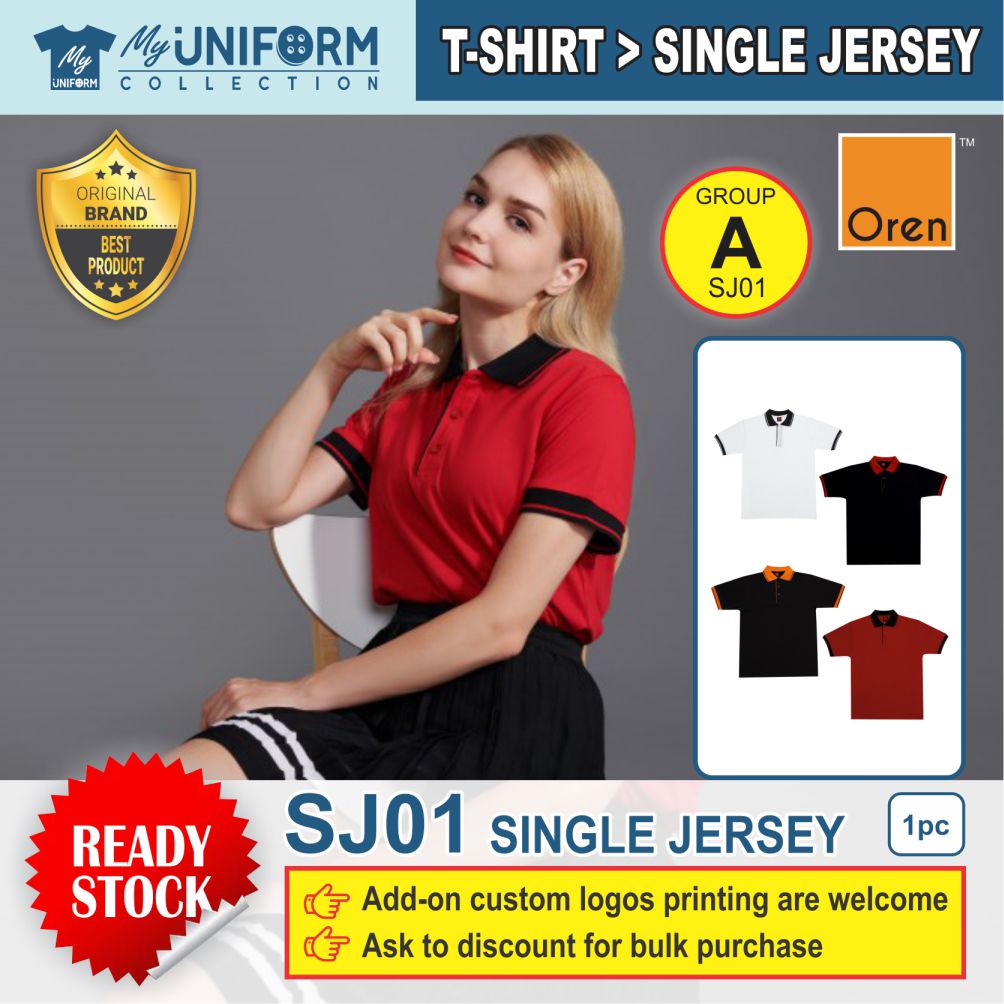 [Original Brand] Oren Sport SJ01 Unisex Single Jersey Short Sleeve Collar Shirt (Group A ...