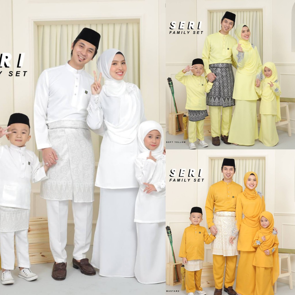BAJU RAYA 2023 SET SEDONDON FAMILY SERI (WHITE, SOFT YELLOW, MUSTARD ...