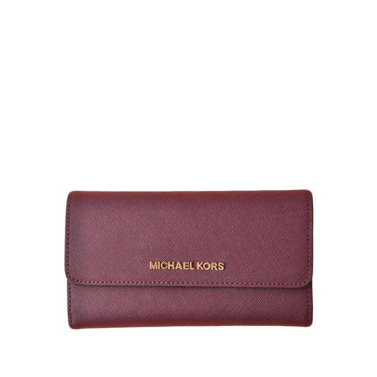 Michael Kors Jet Set Travel Large Trifold Wallet - Merlot | Shopee Malaysia