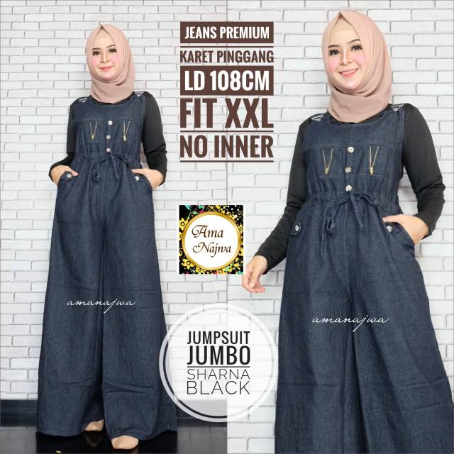 Ready || Jumpsuit jumbo sharna jeans by ama najwa | Shopee Malaysia