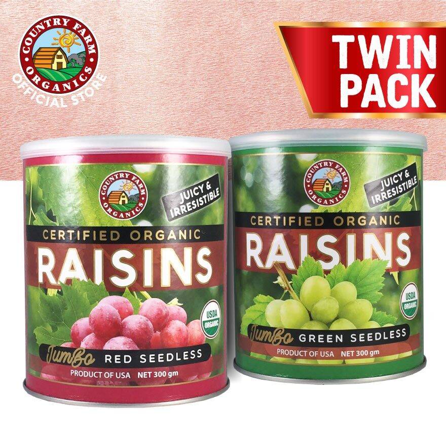 Country Farm Organic Raisins (Twin Pack, Red Jumbo, Red Seedless, Green ...