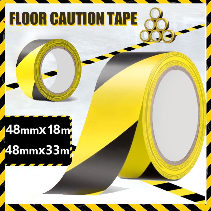 Yellow Black Floor Marking Tape 48mm-33m Hazard Warning Adhesive Tape Can Be used For Social ...