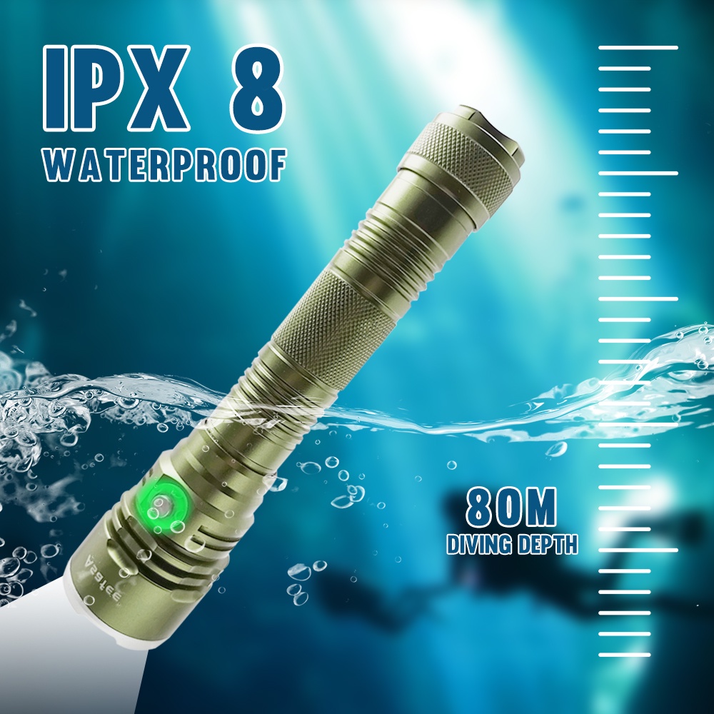 Asafee 2200LM A18 XHP70 LED Ultra powerful light diving flashlight ...