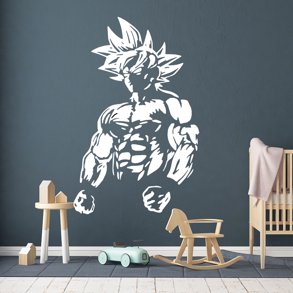 Cartoon Z Goku Muscle Bodybuilding Gym Wall Sticker Anime Goten Trunks ...