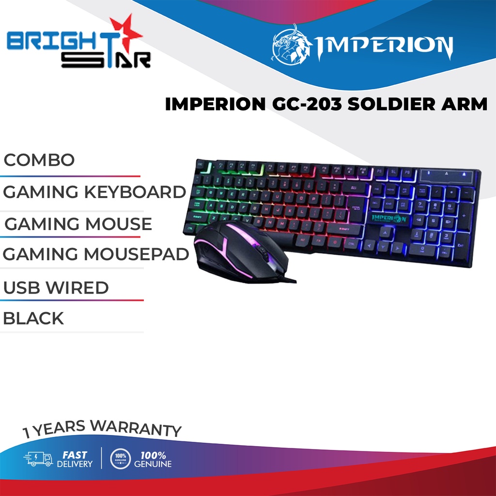 IMPERION GC-203 SOLDIER ARM (GAMING KEYBOARD+MOUSE+MOUSEPAD) COMBO ...