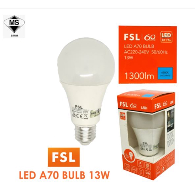 FSL LED 13V A70 Bulb AC220-240V 50/60Hz 6500K (Sirim Approve) | Shopee Malaysia