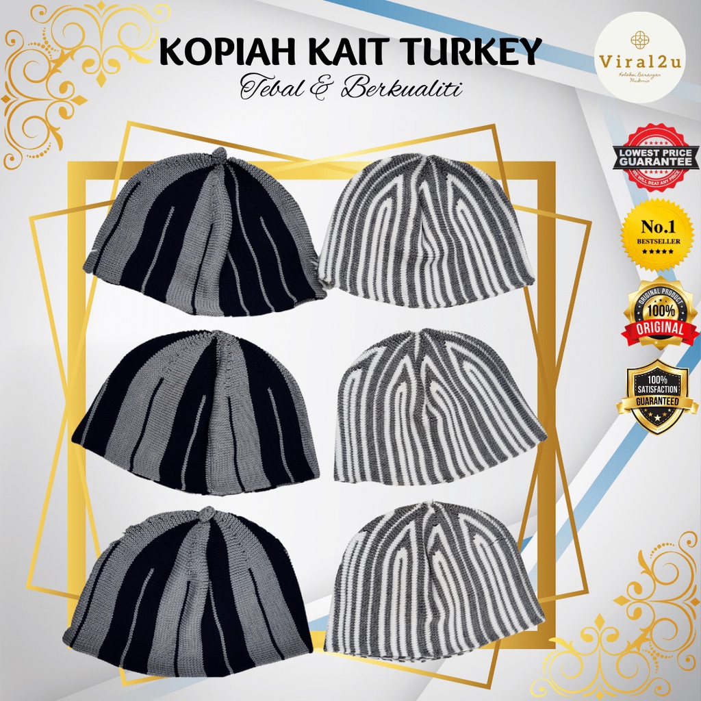 Kopiah Kait Turkey Tebal, Lembut dan Berkualiti (Set A) | Shopee Malaysia