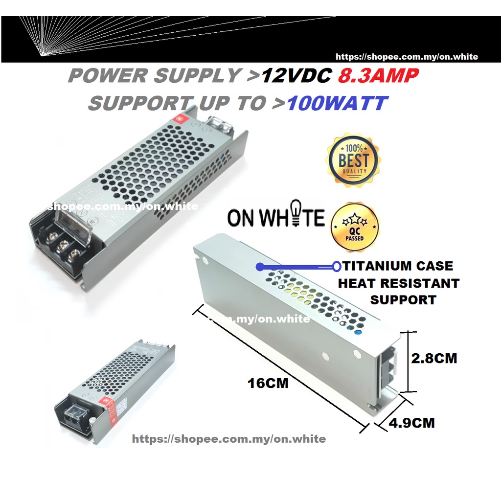 S-100-12V 8.3A 100W DC Supply for Pixel, LED Strip, CCTV/POWER SUPPLY ...