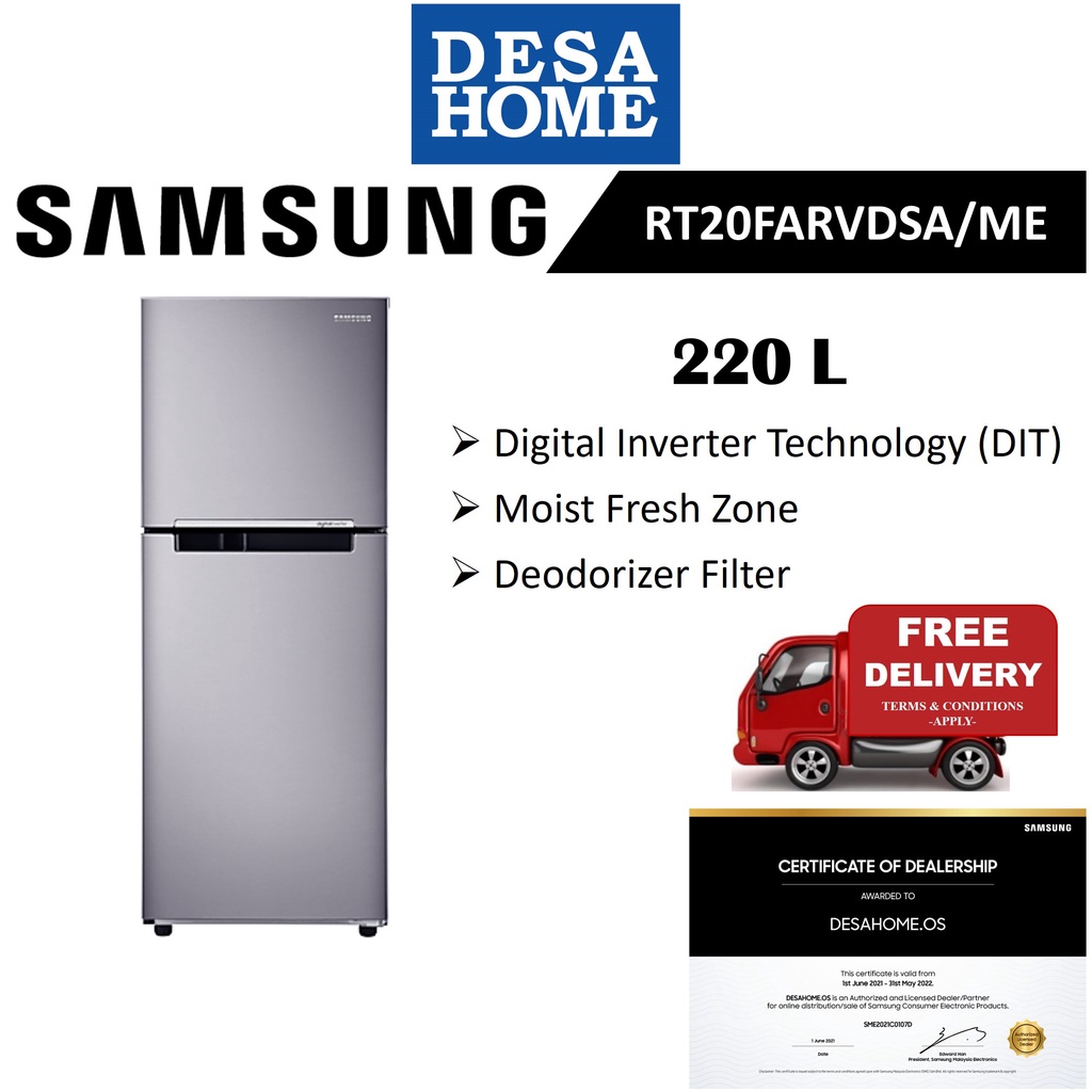 (FOC SHIPPING WITHIN KL) SAMSUNG RT20FARVDSA/ME 220L 2 DOORS TOP MOUNT ...