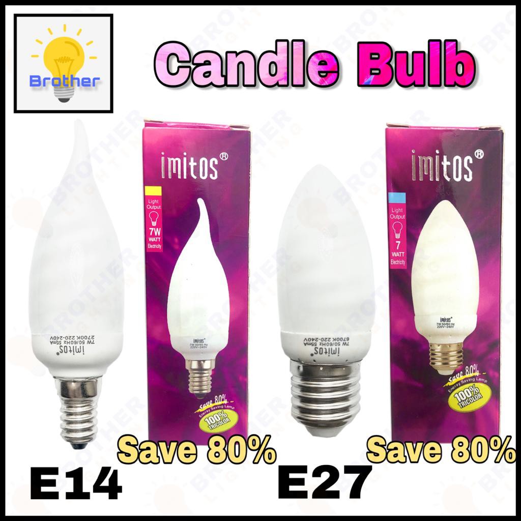 IMITOS 7W Candle Light Bulb / Mentol Lilin ( E14 / E27 ) ( Warm White ...