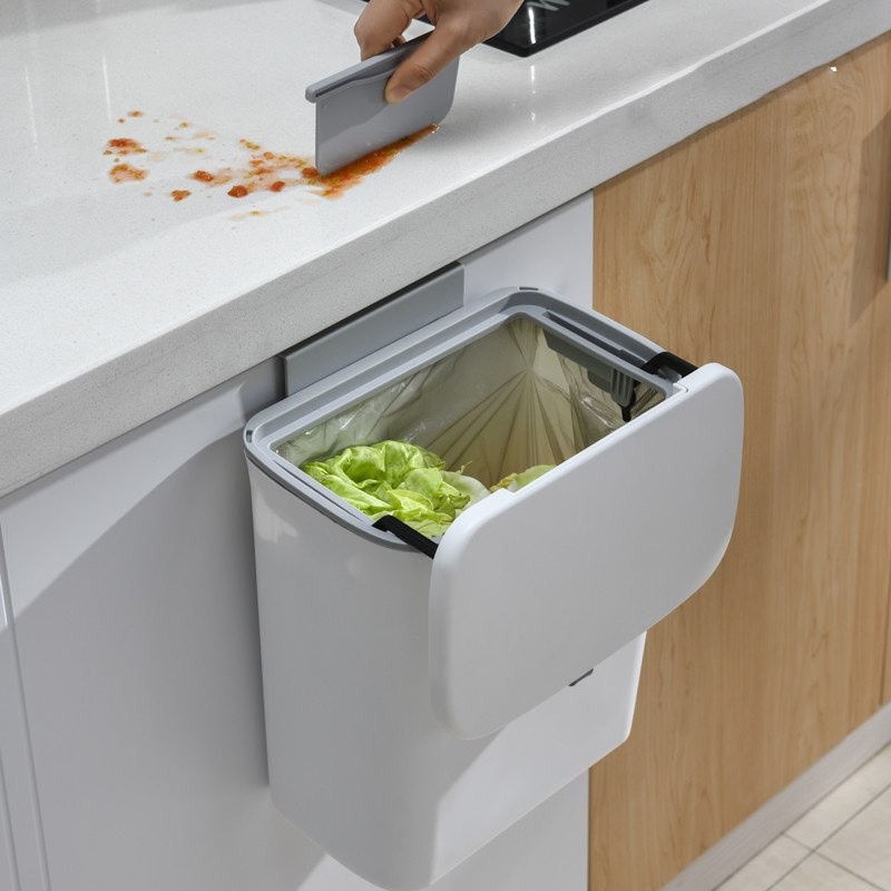 Kitchen Hanging Dustbin🔥Ready Stock🔥Wall Mounted Rubbish Bin 9L Trash ...